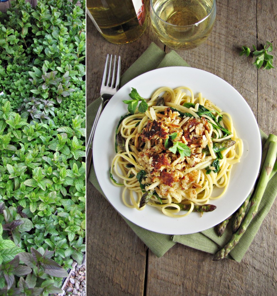 Asparagus and Arugula Pasta with Almond-Parmesan Crumble - Katie at the ...