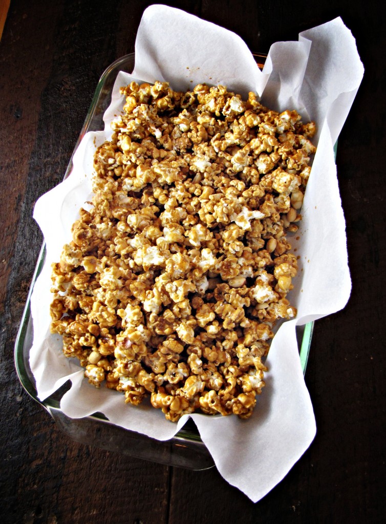 Caramel Corn with Peanuts and Chocolate - Katie at the Kitchen Door