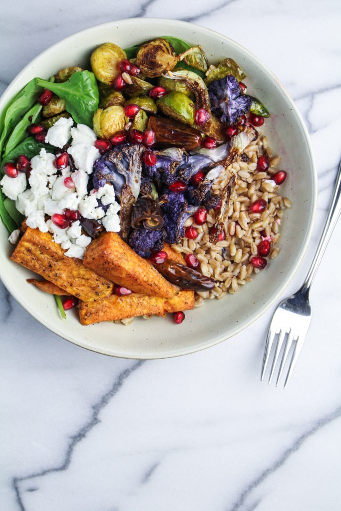 Middle-Eastern Grain Bowl with Sweet Potatoes and Cauliflower - Katie ...